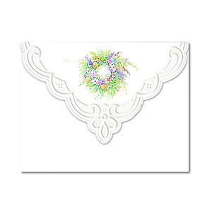 Carol Wilson Fine Arts Inc.- Wreath - Embossed & Die Cut Blank Note Cards in Portfolio Box - 10 Count - ncp2133