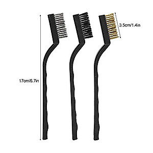 Fdit 3pcs Mini Wire Brush Curved Handle Masonry Brush Wire Bristle for Cleaning Tree Trunk Burr Bonsai Brush Garden Cleaning Tool