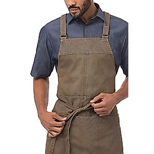 Chef Works Unisex Uptown Cross-Back Bib Apron, Blue Taupe, One Size