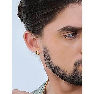 Vintage Rune Hoop Earrings for Male Black Punk Norse Vikings Stuff Amulet