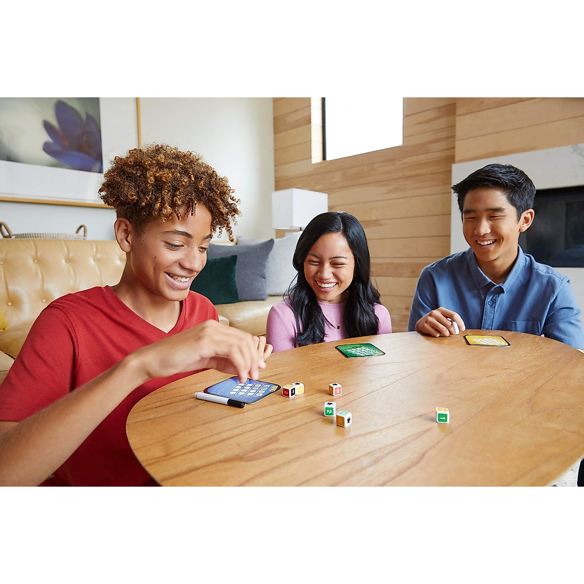 Mattel Games ​UNO Family Dice Game, with 6 Dice, 4 Dry Erase Boards and 4 Markers, Makes A Great Gift for 7 Year Olds and Up