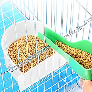 AHANDMAKER 4 Pcs Parrot Cage Replacement Food and Water Cup, White Bird Feeders Winged Universal Cage Plastic Cups Pet Supplies for Small Bird