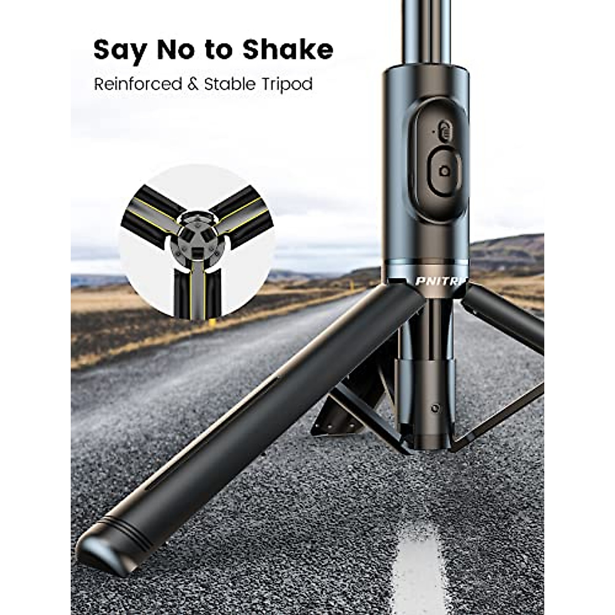 Selfie Stick with Curved Fill Light, Portable & Stable Phone Tripod Stand with Wireless Remote for iPhone/Samsung/Google/One Plus/Sony etc.