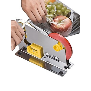 Excell Stainless Steel Tape Bag Sealer ET-606STK EZ-Cut, Tape Sealer with Trimmer and Stabilizer, 0.5" Wide Bag Taper with 3" Core