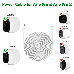 3Pack 30FT Weatherproof Outdoor Power Cable for Arlo Pro and Arlo Pro 2, with Quick Charge 3.0 Power Adapter Charger Continuously Charging Your Camera (White)