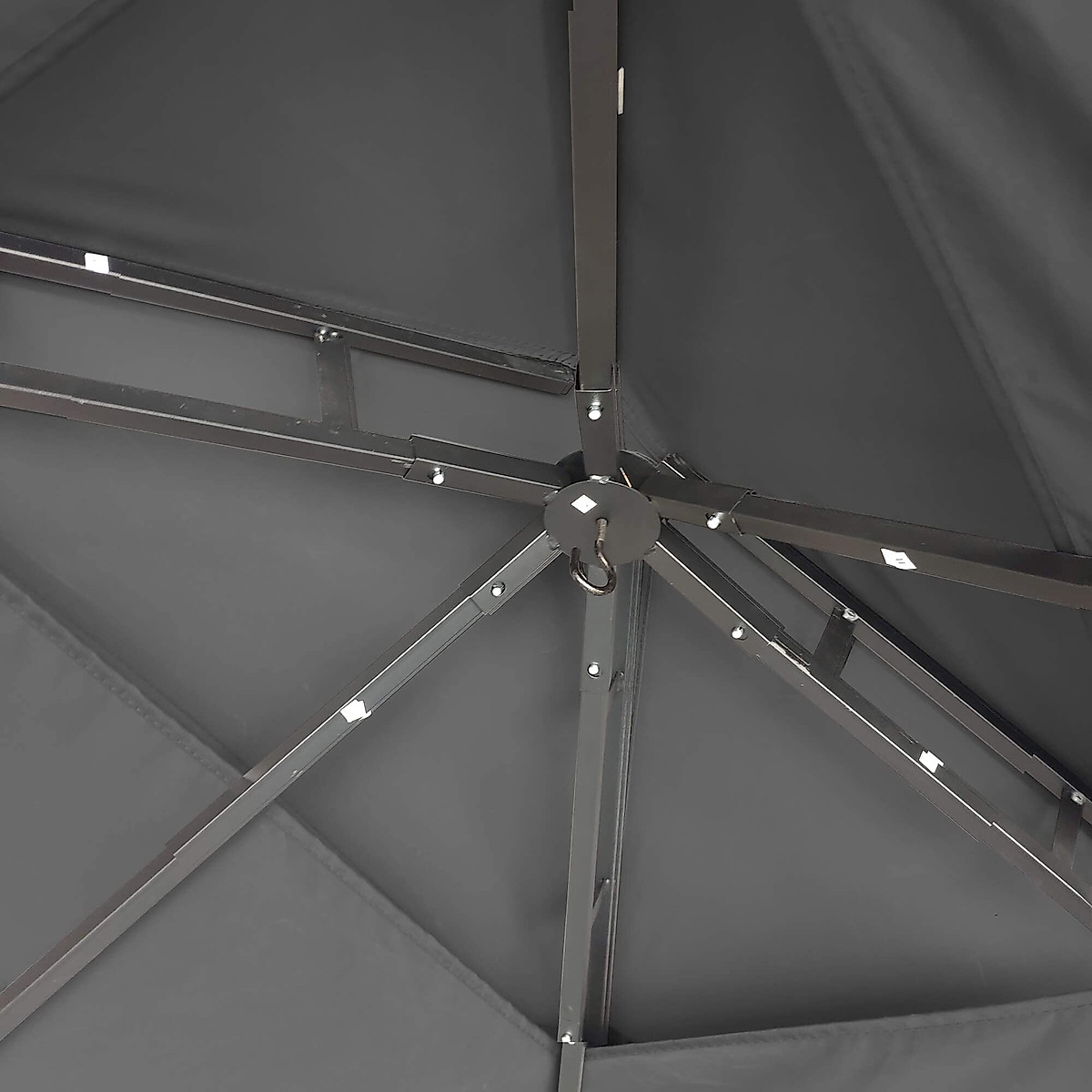 8'x 5' Grill Gazebo Canopy - Outdoor BBQ Gazebo Shelter with Hook and Bar Counters, Steel Frame Double Tier Soft Top Canopy, Grey