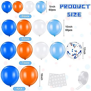 198 Pcs Orange and Blue Balloons Garland Arch Kit 18 12 10 5 Inch Orange Blue White Latex Balloon Orange Blue Confetti Balloons for Kids Target Sign War Birthday Party Decorations Supplies