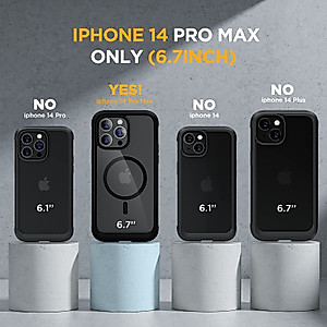 Miracase Glass Series Designed for iPhone 14 Pro Max Case 6.7 Inch, Upgrade Full-Body Magnetic Case with Built-in 9H Tempered Glass Screen Protector, with Camera Lens Protector, Magnetic Black