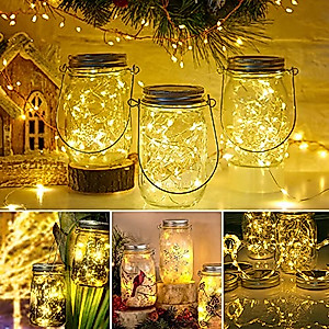 Solar Mason Jar Lights Lids, 30 LED Solar Fairy Lights for Mason Jars, Outdoor Hanging Mason Jar Lights for Garden Patio Porch Lawn Decor, Warm White
