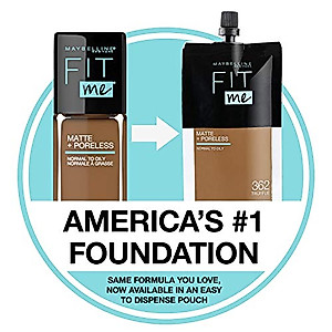 Maybelline Fit Me Matte + Poreless Liquid Foundation Makeup, Porcelain, 2 COUNT Oil-Free Foundation
