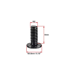 uxcell M2x8mm Phillips Screw Fastener Black 3.8mm Dia Screw Head for Laptop PC TV Fan Switch 50pcs