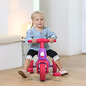 Costzon Kids Tricycle, Baby Balance Bike Walker with Foot Pedals, BB Sound and Storage Box, Lightweight, Rider Trike for Toddler 1 2 3 Years Old Indoor Outdoor, Children 3 Wheels Bicycle Toy (Purple)