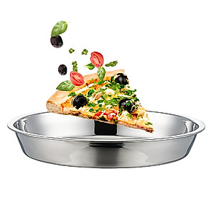 BEENIFIC Deep Dish Pizza Pan,Stainless Steel Pizza Tray Pizza Pan for Oven10-12-14-16Inch (14x1.8inch)