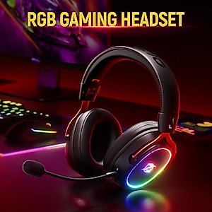 Ozeino Wireless Gaming Headset for PS5 PS4 PC Laptop -7.1 Surround Sound, Detachable Noise-Canceling Mic, 33H Playtime, 50mm Driver PS5 Headset