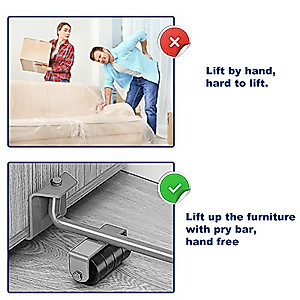 Ganggend 6 Inch Furniture Dolly Set 4 Pack, 330lbs Load Capacity Each Pack Steel Tri Dolly Furniture Lifter, Mover Dolly 3 Wheels Heavy Duty for Moving Cabinet, Furniture, Appliances, Black