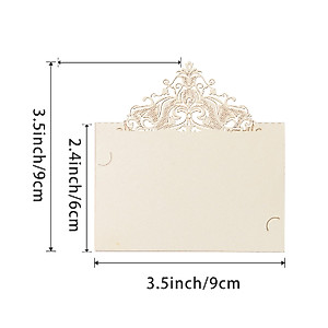 Lace Hollow Out Table Place Cards Wedding Seating Cards 50Pack Folded Place Name Cards for Wedding Banquet Events Party 3.5in Ivory