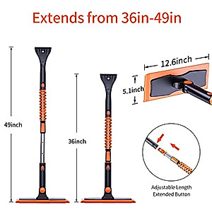 suitU 49" Snow Broom and Ice Scraper Extendable Foam Car Snow Brush, Snow Scraper for car, Foam Grip, Auto Window Windshield Snow Removal Brush for Car, SUV, Truck