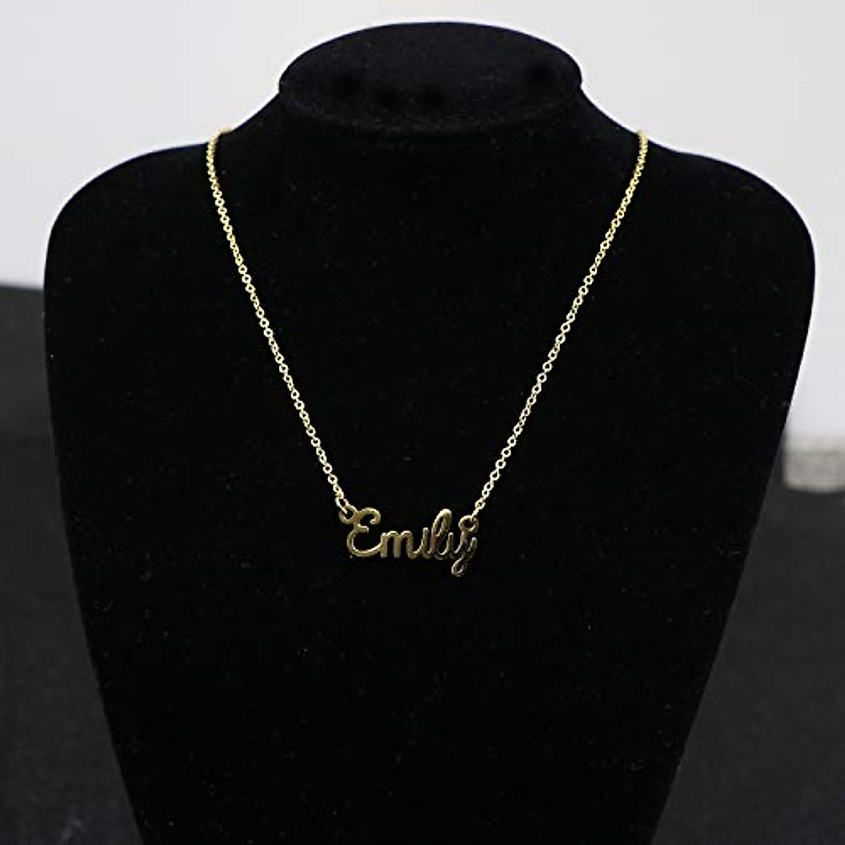 Awegift Name Necklace Big Initial Gold Plated Best Friend Jewelry Women Gift for Her Emily