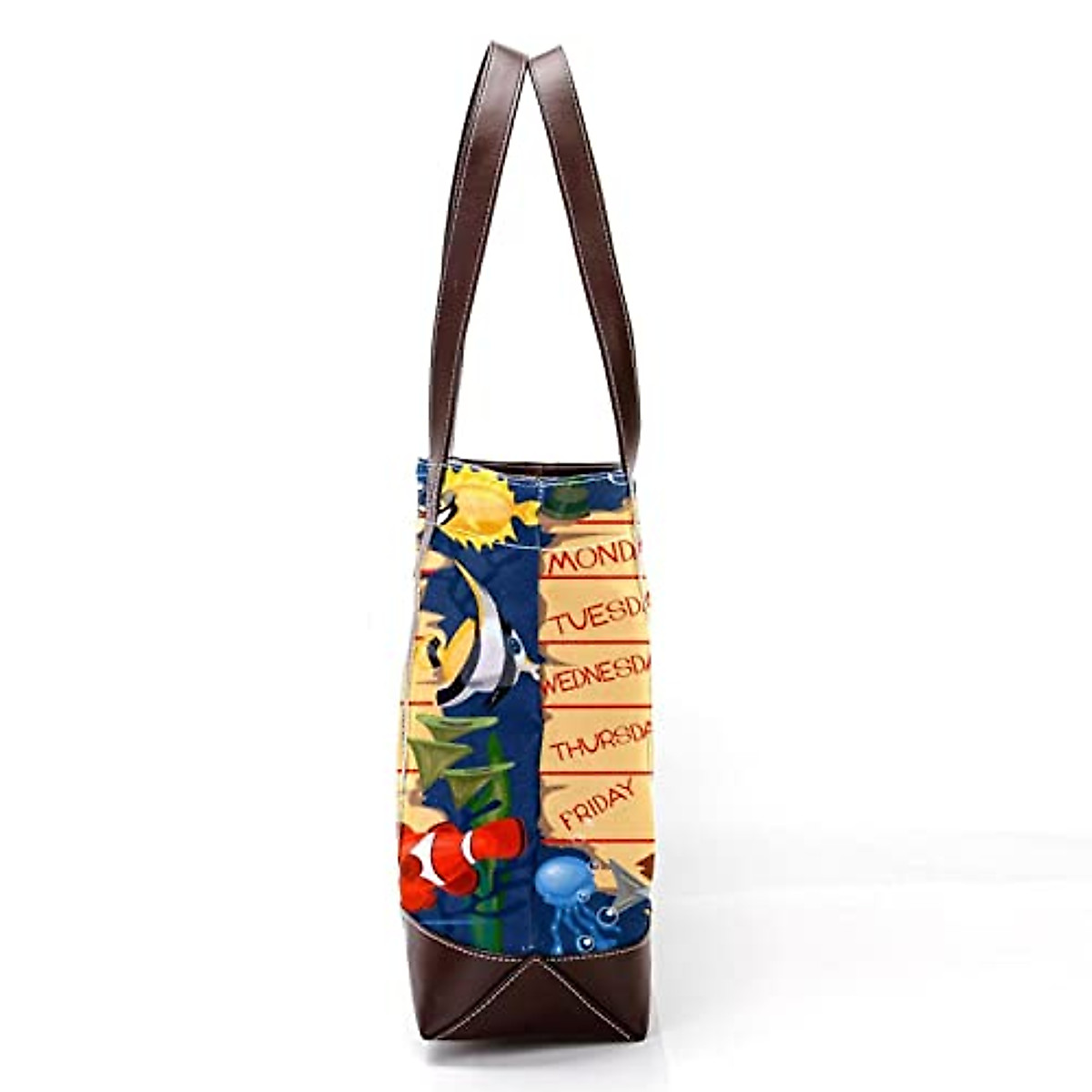 Timetable with Underwater World Tote Bags Large Leather canvas Purses and Handbags for Women Top Handle Shoulder Satchel Hobo Bags