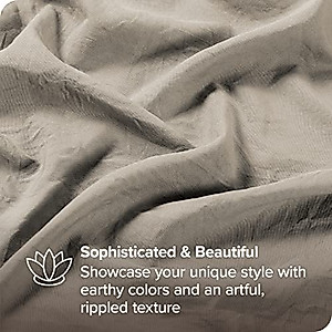 Bare Home Sandwashed Duvet Cover - Queen Size - Premium 1800 Ultra-Soft Brushed Microfiber - Easy Care (Queen, Sandwashed Fog)