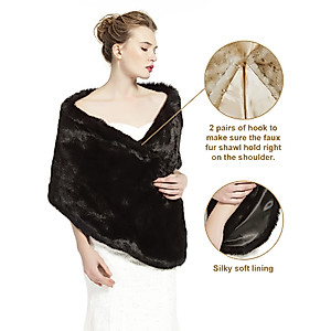 BEAUTELICATE Women's Faux Fur Shawl Stoles Wrap for Bridal/Wedding/Party