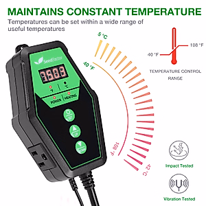 Seedfactor 10" x 20" MET Certified Seedling Heat Mat and Digital Thermostat Combo Set