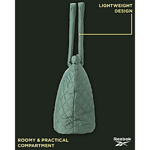 Reebok Women's Puffer Tote Bag - Carry On Sports Gym Shoulder Bag - Lightweight Casual Purse, Size ONE SIZE, Trek Green