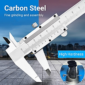 Carbon Steel Vernier Caliper,150mm 0.02mm Resolution Metal Micrometer Gauge,Length Depth Thickness Inner and Outer Diameter Measure Tool