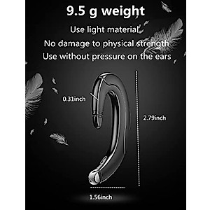 Wireless Bluetooth Headphone, Painless Wearing Headset with Mic for Cell Phone, Non Ear Plug Non Bone Conduction Ear Hook Earbuds, Lightweight, Waterproof Earpiece for Business/Office/Sports (Black)