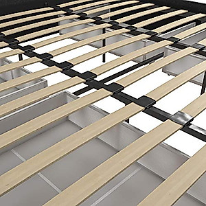 Novogratz Kelly Bed with Storage, King, Dark Gray Linen