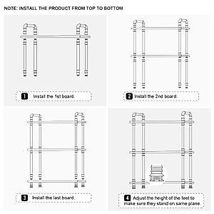 HouseAid 3 Tier Industrial Pipe Etagere Bookcase, Rustic Farmhouse Standing Shelf, Real Pine Wood Open Shelves for Living Room, Bathroom and Kitchen, Wall Mounted, Matte Black (39.4”×31.5”×11.8”)