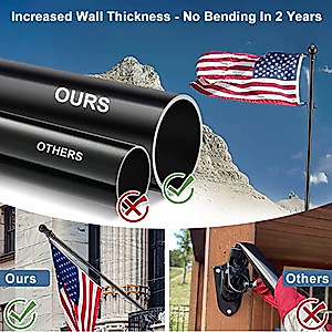 Black Flag Pole for House - 5FT Flagpole Kit for American Flag - 3x5, 4x6 Flag Heavy Garden flagpole-Professional Metal Flag Pole for House Garden Yard Residential or Commercial Two-Position Bracket