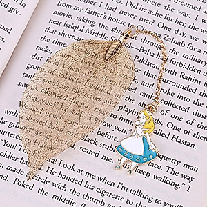 iFCOW Bookmark Creative Gold Metal Leaf with Pendant Fairy Tale Style for Book Paper Reading Kid Boy Girl Student Alice