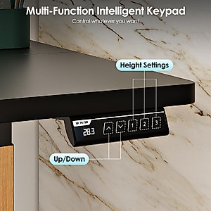 Monomi Electric Standing Desk, 55 x 24 inches Height Adjustable Desk, Ergonomic Home Office Sit Stand Up Desk with Memory Preset Controller (Black Top/Dark Wood Grain Frame)