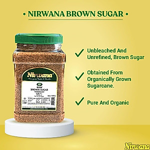 Nirwana Raw Brown Sugar | Perfect for Baking, Cooking & Sweetening | Pantry Staple for Cakes, Cookies, and Coffee - 1.88 LBS - Natural Granulated Sugar, Perfect for Hot & Cold Drinks, Baking, Cooking, Coffee