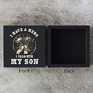 Son Gifts Wooden Box Sign Plaque I have a Hero Call Him My Son Wood Box Sign Rustic Art Home Shelf Desk Decor 5 X 5 Inches