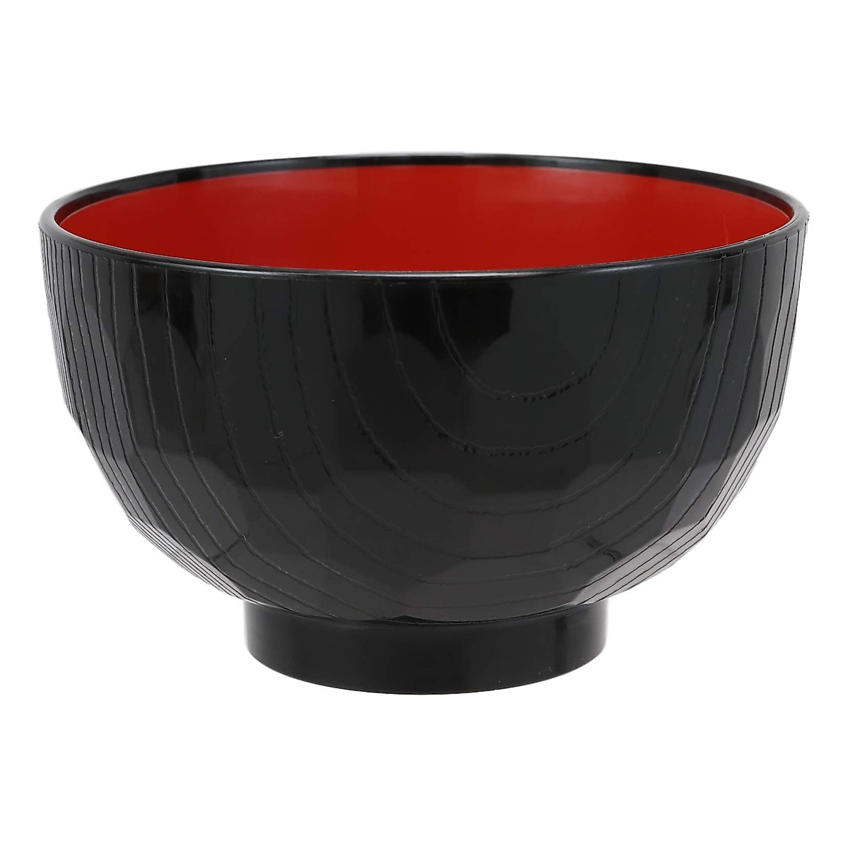 Ebros Gift Made In Japan Traditional Black Red Lacquer Copolymer Plastic Bowl For Rice Salad Miso Soup 4.5"Dia 8oz Japanese Restaurant Supply Bowls Home Kitchen Accessories (Beehive Ridged Pattern, 6)