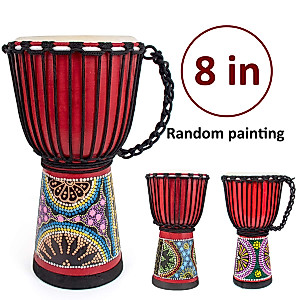 Kmise 8" Djembes African Hand Drum Mahogany Standard Goat Skin Drumhead (MI3039)