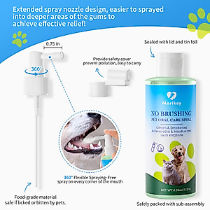 Morikey Pet Oral Spray Clean Gentle Bad Breath Treatment, Cleaning for Teeth, Gums and Oral Health Care for Your Dogs and Cats 2 Teeth Brushes Included 4.06 Fl Oz