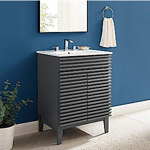 Modway Render Vanity with Sink-Floor, 24 Inch, Gray White