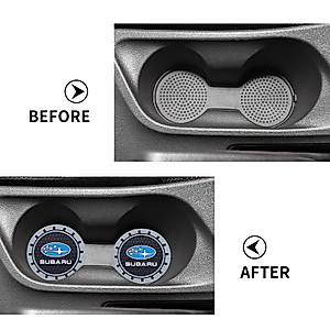 Tinemin Car Cup Coaster, 2PCS Universal Non-Slip Cup Holders, Compatible with Subaru Series Car Cup Holder Coasters，Car Drink Coaster Holder Accessory, Black