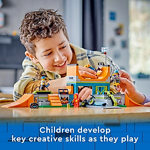 LEGO My City Street Skate Park Building Toy Set, includes a Skateboard, BMX Bike, Scooter and in-line Skates, Plus 4 Minifigures for Pretend Play, Fun Gift for Kids and Skating Fans, 60364