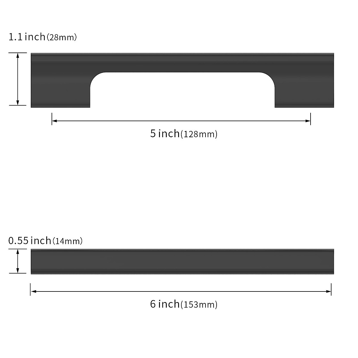 Asidrama 10 Pack 5 Inch(128mm) Matte Black Kitchen Cabinet Handles, Cabinet Pulls Kitchen Cabinet Hardware Cupboard Handles Drawer Pulls