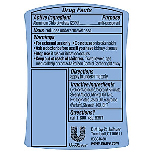 Suave Deodorant for Women, Fresh – Invisible Solid Antiperspirant Deodorant Stick, 48H Protection, 2.6 Oz Ea (Pack of 3)