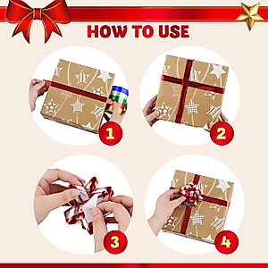 JOYIN 75 PCS 3 Inch Christmas Self Adhesive Gift Bows and 2 Rolls of Christmas Curling Ribbons for Baskets, Wine Bottles Decoration, Gift Wrapping and Decoration Present