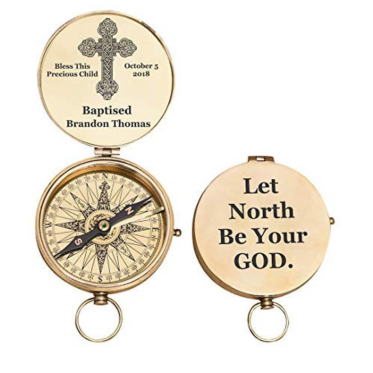 De Cube Personalized Engraved Compass, Baptism Gift, Christmas giftt, Missionary, Birthday, Confirmation, Graduation Gift, Compass Size 3 inches DAD Gift