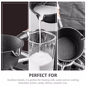 Ipetboom Cast Iron Pot, 1 Pc Butter Warme Iron Oil Heating Pot with Wooden Handle Coating Cookware Melting Pot