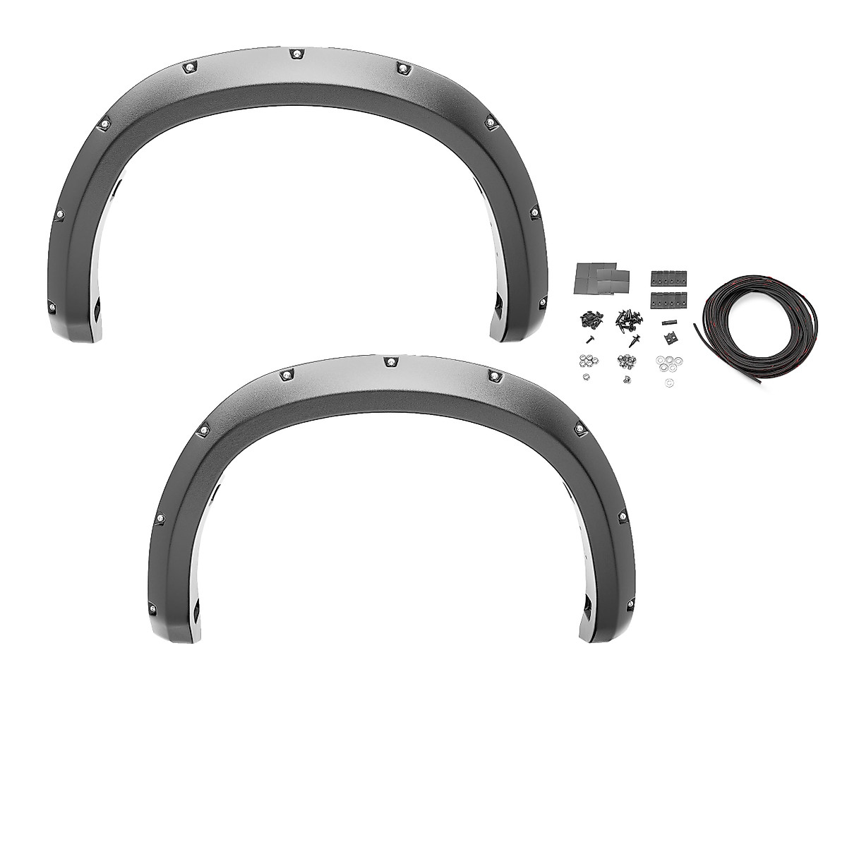 Bushwacker Pocket/Rivet Style Rear Fender Flares | 2-Piece Set, Black, Smooth Finish | 40060-02 | Fits 1999-2006 Chevrolet/GMC Silverado/Sierra 1500; 07 Silverado/Sierra 1500 Classic w/ 6.5' or 8' Bed