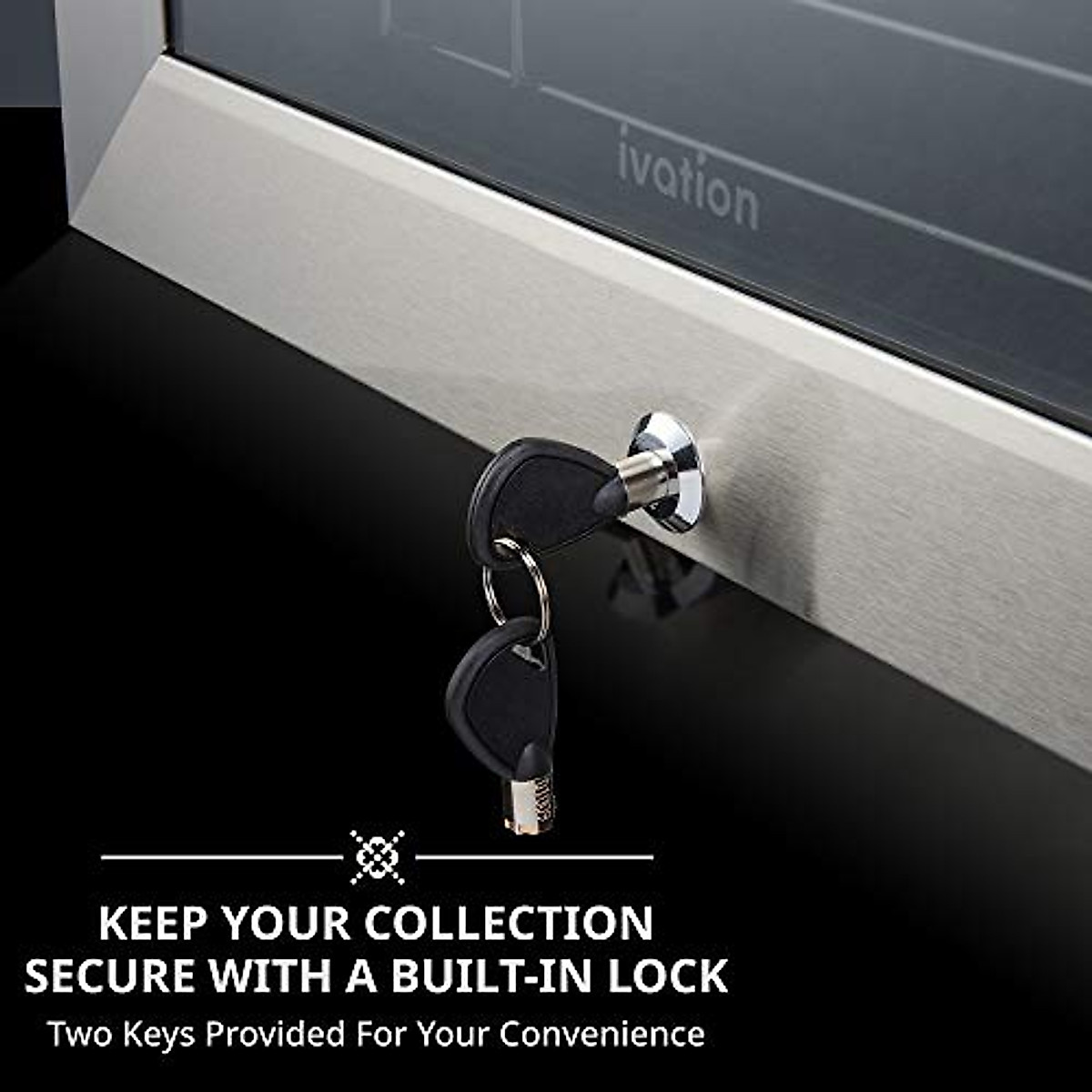 Ivation 34 Bottle Compressor Wine Cooler Refrigerator w/Lock | Large Freestanding Wine Cellar For Red, White, Champagne or Sparkling Wine | 41f-64f Digital Temperature Control Fridge Stainless Steel