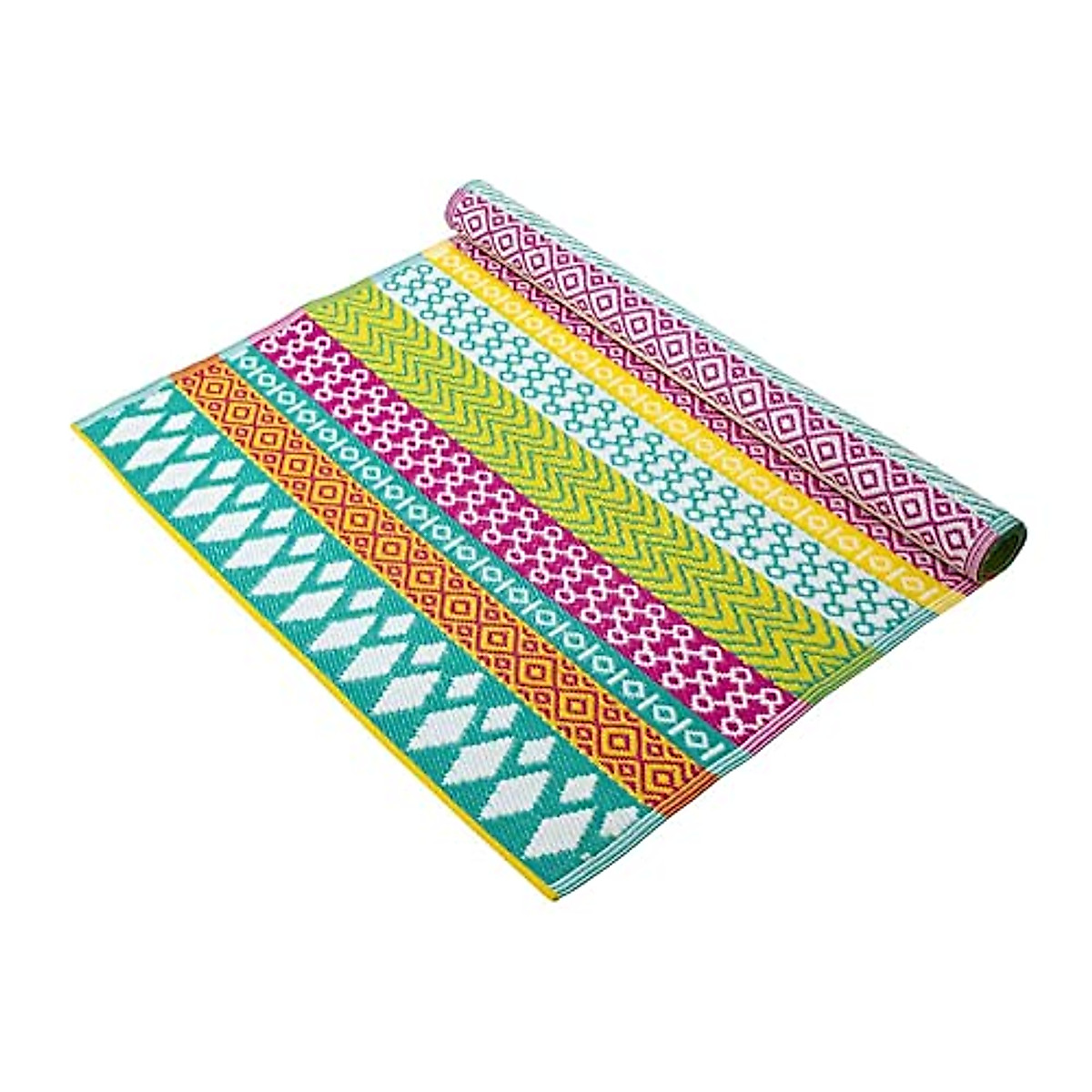 Talking Tables Colorful Waterproof Outdoor Rug - Plastic, Lightweight & Non Slip Mat with Geometric Pattern - for Garden, Patio, Decking, Bathroom, Utility, Picnic 47" x 70"